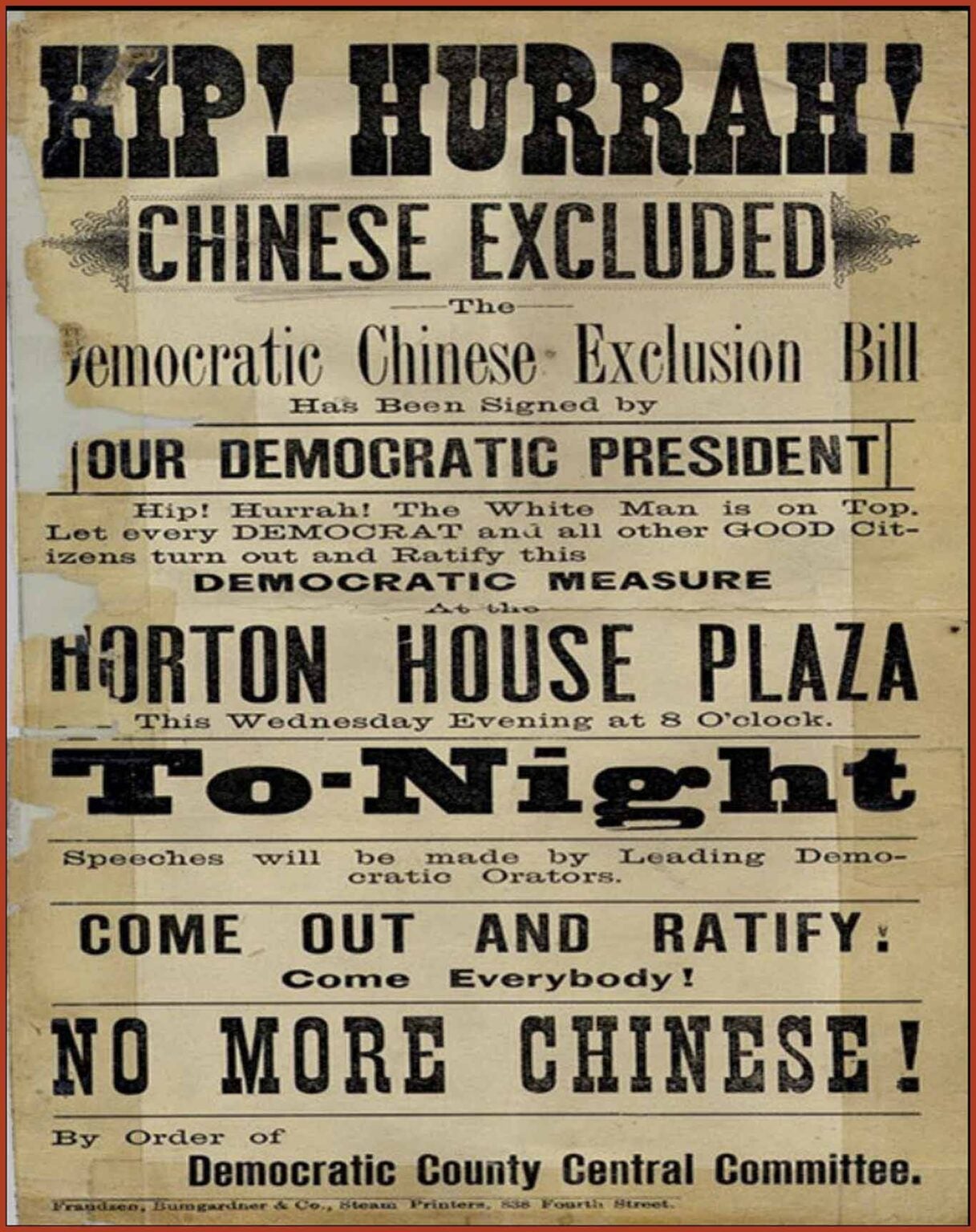 The Democratic Chinese Exclusion Bill Exclusion Poster – Foundations ...